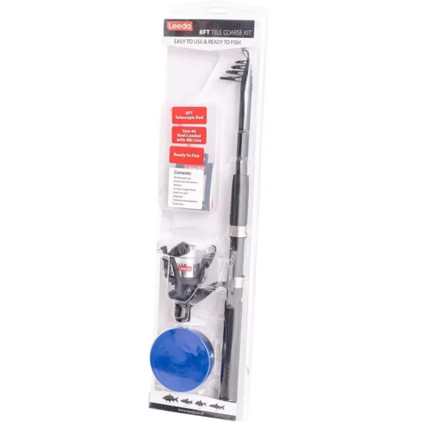 Leeda 8ft Telescopic Coarse Fishing Rod Reel Combi Kit + Accessories ...